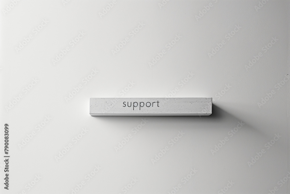 minimalist composition featuring the text "support" in a subtle font ...