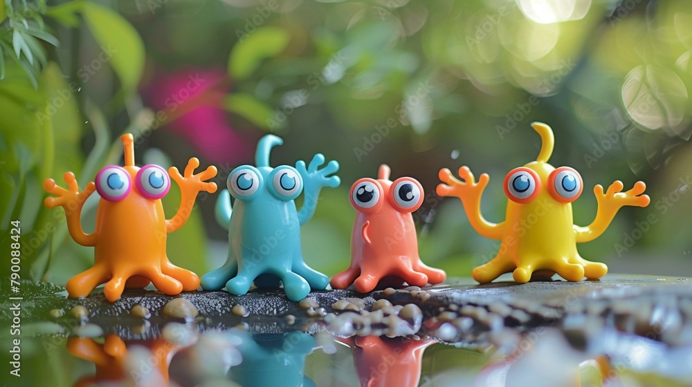 Rubberlike elasticity in a playful toy design, characters with ...