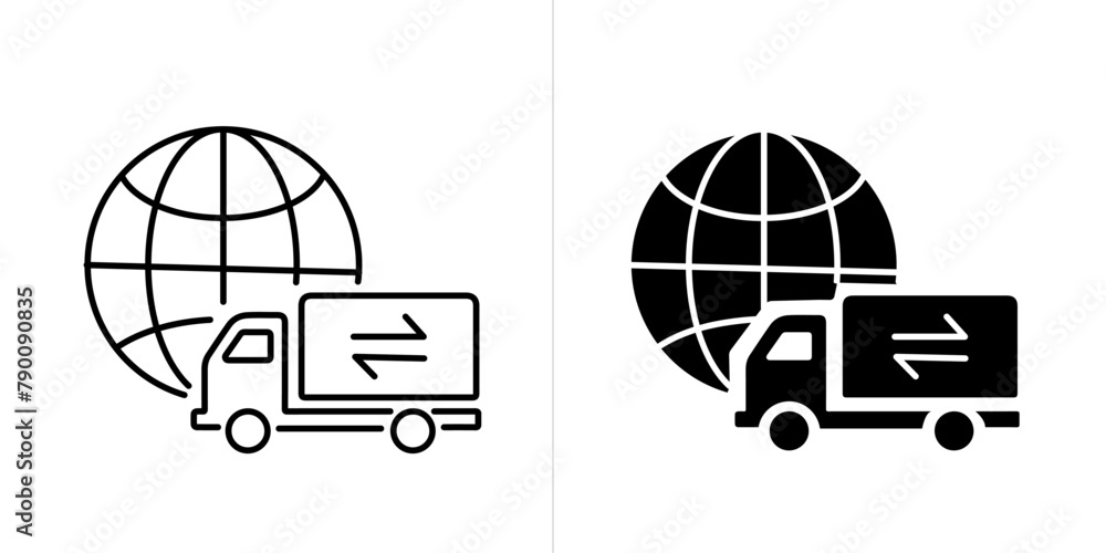Logistics editable stroke and solid web icon set. Vector illustration ...