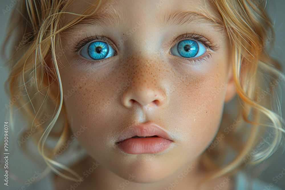 A child with a wide-eyed stare and parted lips, captivated by ...