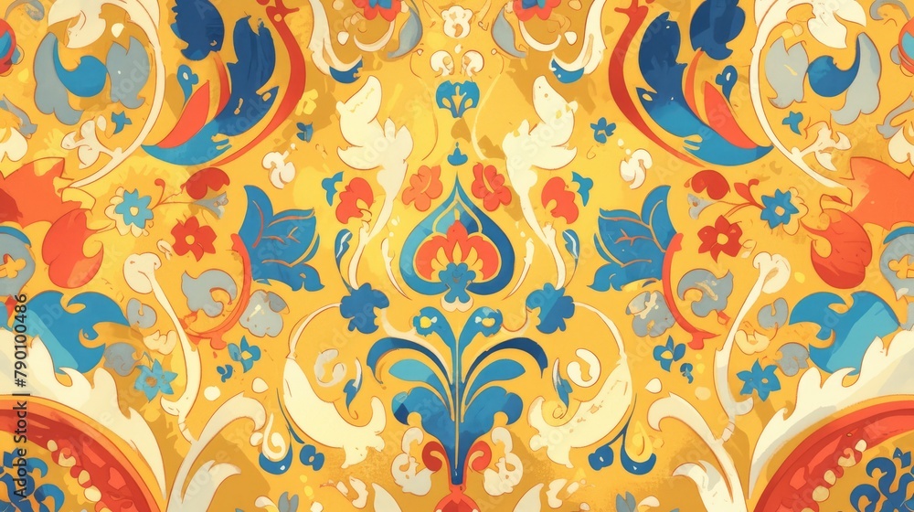 Experience the soothing elegance of a tracery pattern in a vibrant ...