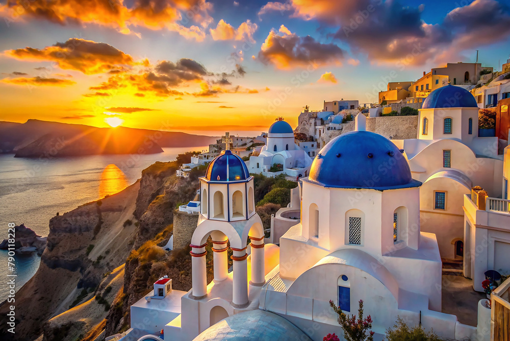 "Sunset over Santorini": A breathtaking view of the iconic white ...