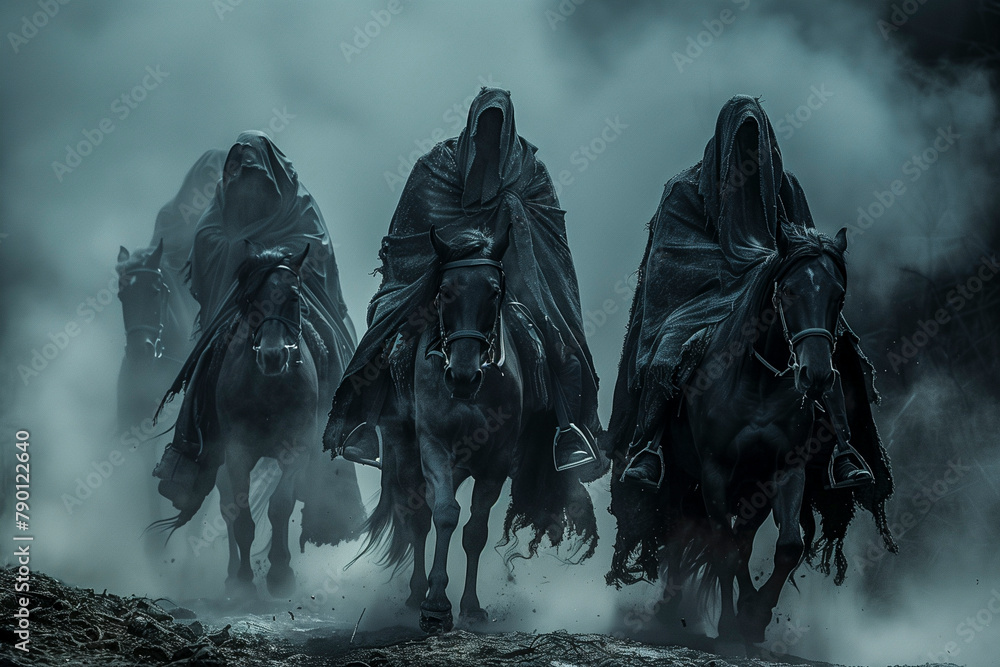 Four Horsemen of the Apocalypse, biblical prophecy. Riders of end times ...