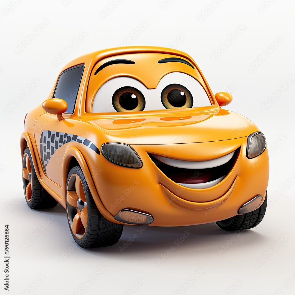 Cartoon super fast racing car character isolated print for children's ...