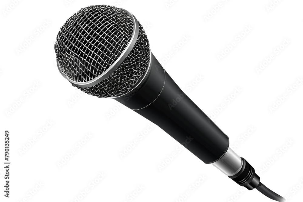 The photo showcases a sleek, professional microphone with a shiny metal ...