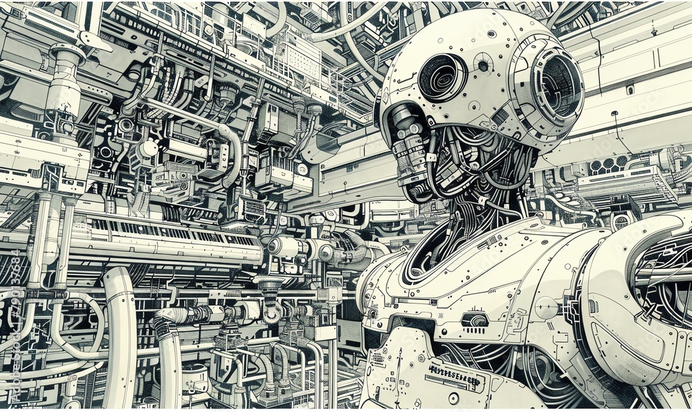 Illustrate the intricate mechanisms and wiring visible from the rear of ...