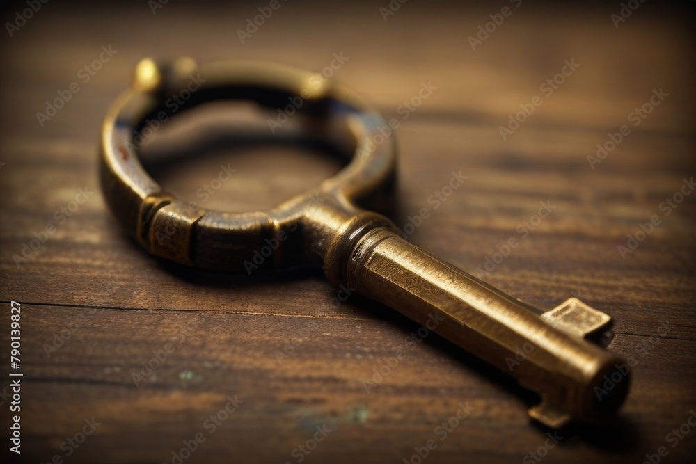 A key, slender and metallic, its teeth poised to unlock doors and ...