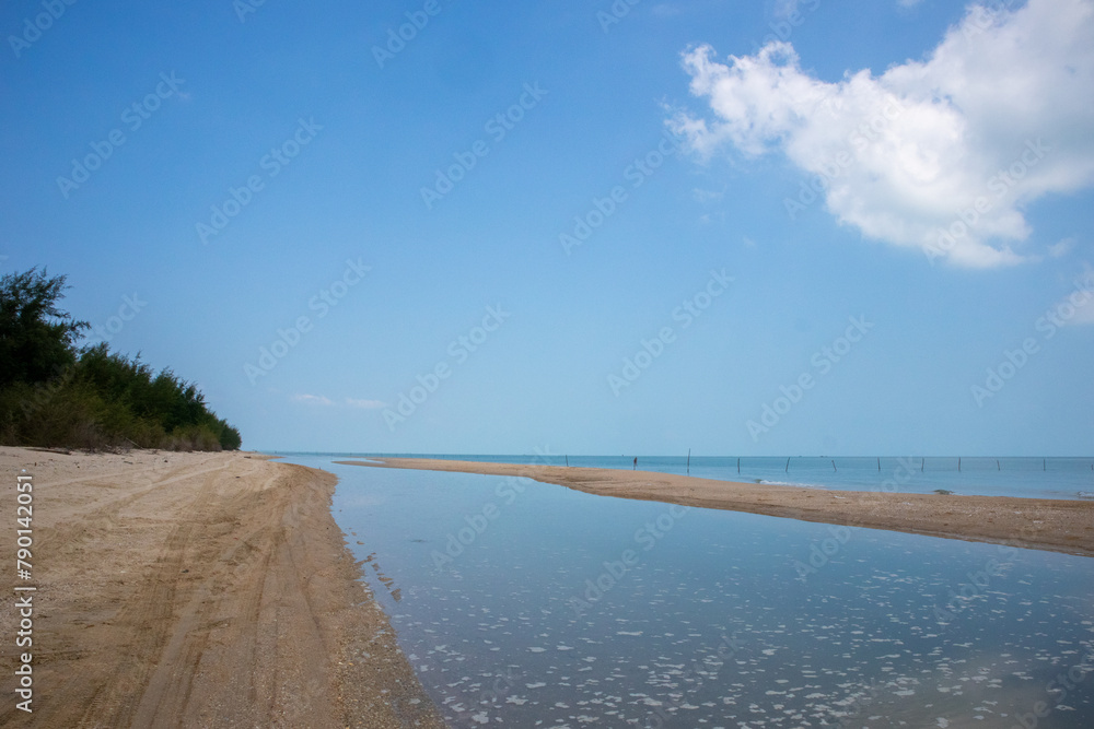 Sand Beach in Pak Phanang district at at Nakornsrithammarat, Thailand ...