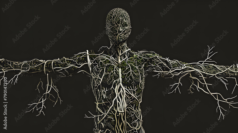 An elaborate illustration of the lymphatic system. emphasizing the ...