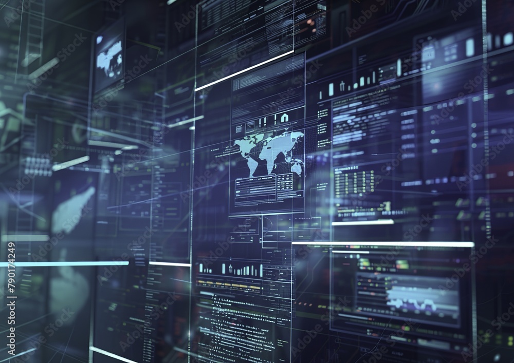 Digital Background with Computer Screens Displaying Web Pages and ...