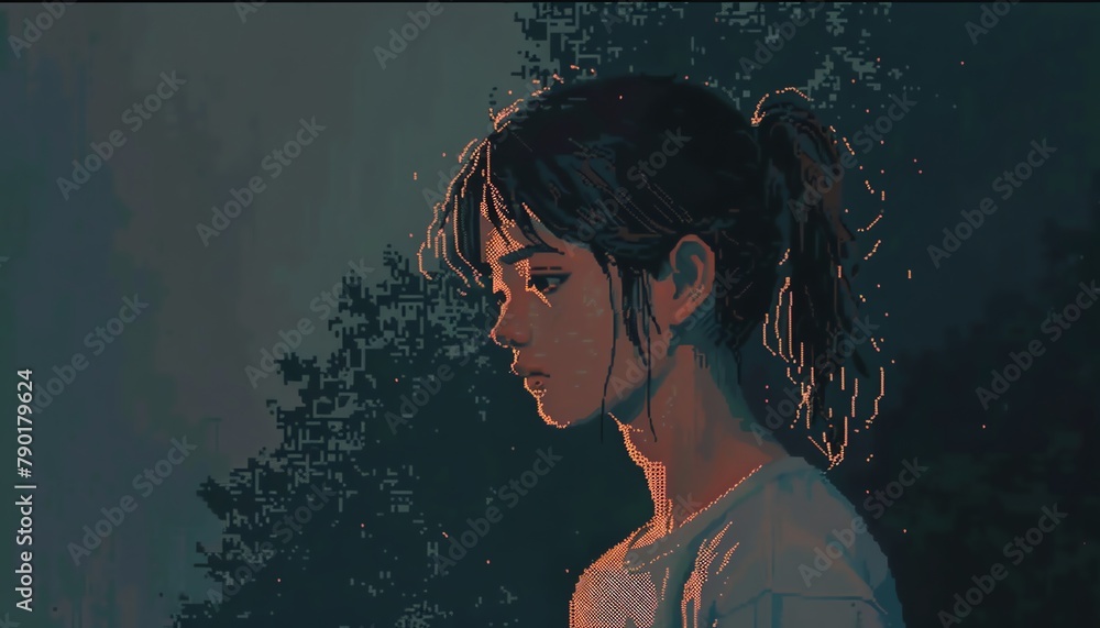 Craft a digital rendering using pixel art techniques to portray a ...