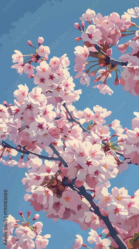 Craft a pixel art representation of a close-up view of spring sakura ...