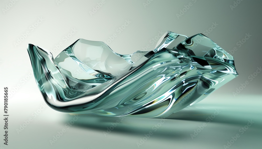 Craft a stylized interpretation of a glass sculpture seen from a ...
