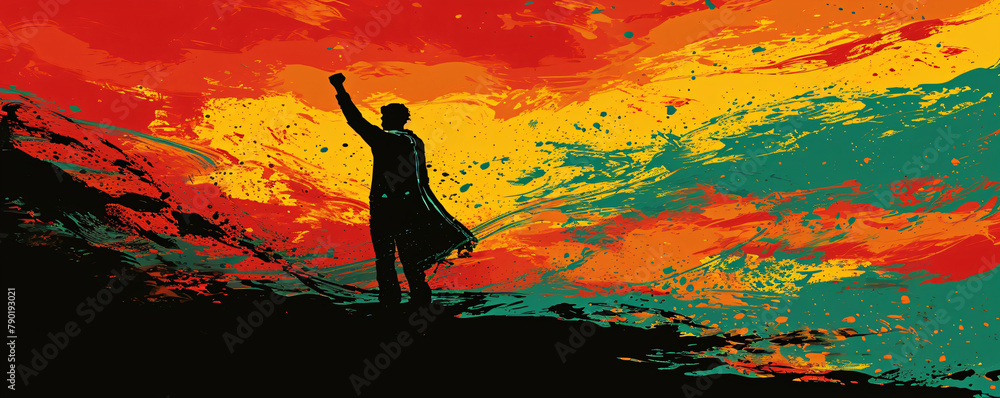African american man raising fist hand. Juneteenth, Emancipation day ...