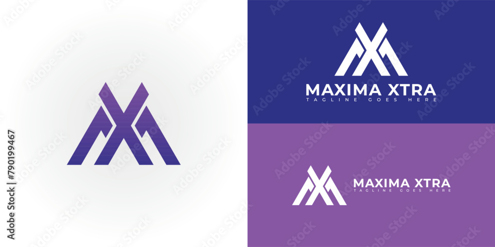 Abstract initial letter MX or XM logo in gradient blue-purple colors ...