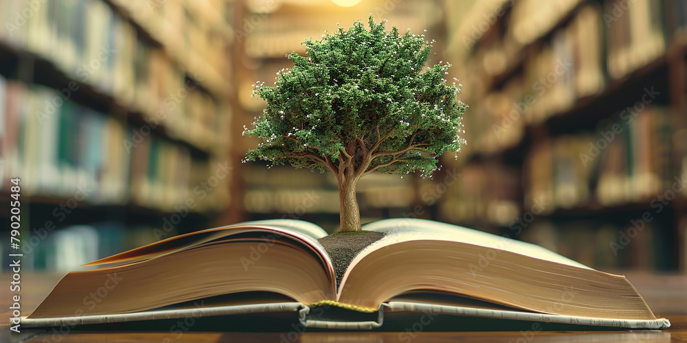 World Philosophy Day Concept A Tree of Knowledge Planted on an Opened ...