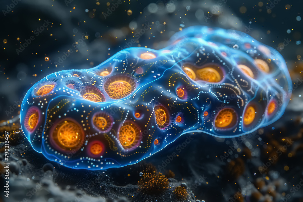 vibrant microscopic view of a mitochondria cell structure in high ...