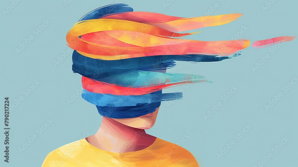 Abstract Art: Portrait Painting of a Person with Head Covered in Paint ...