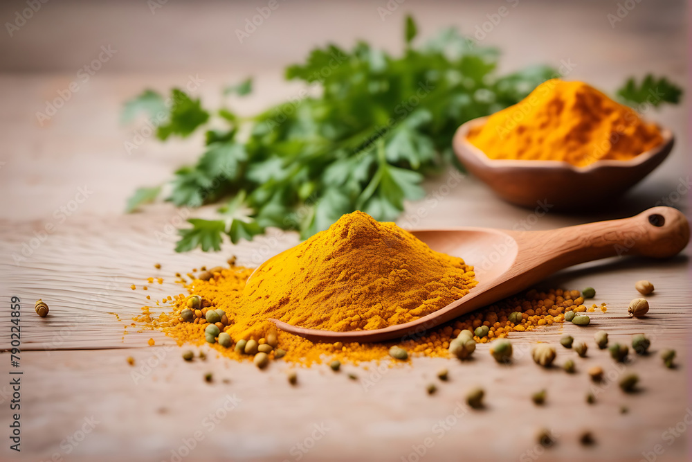 Indian Garam Masala, Haldi Powder, Indian spices, turmeric, Selective ...