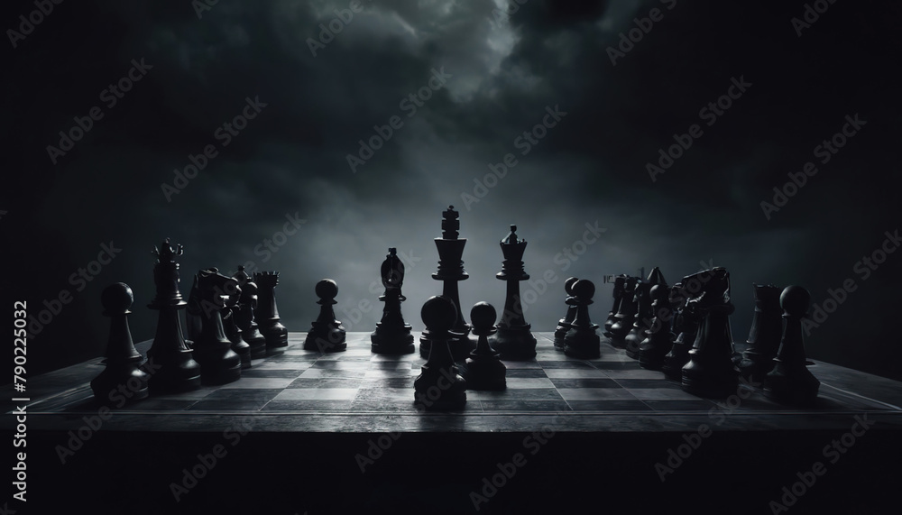 An epic illustration of a chess game. The concept of a chess game ...