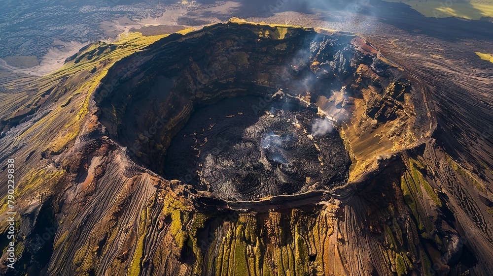 a wonderful landscape of a volcano about to erupt from a bird's eye ...