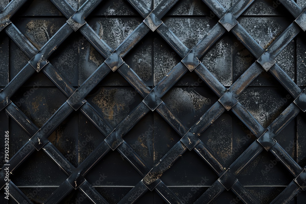 Square grid black metal mesh, seamless pattern, closeup detail, perfect ...