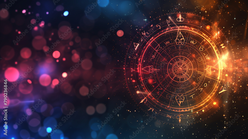 the astrological wheel of the zodiac with a starry sky background ...