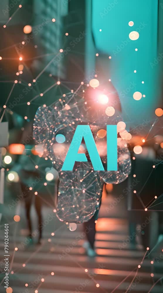 Artificial Intelligence (AI) digital network concept with neural brain ...