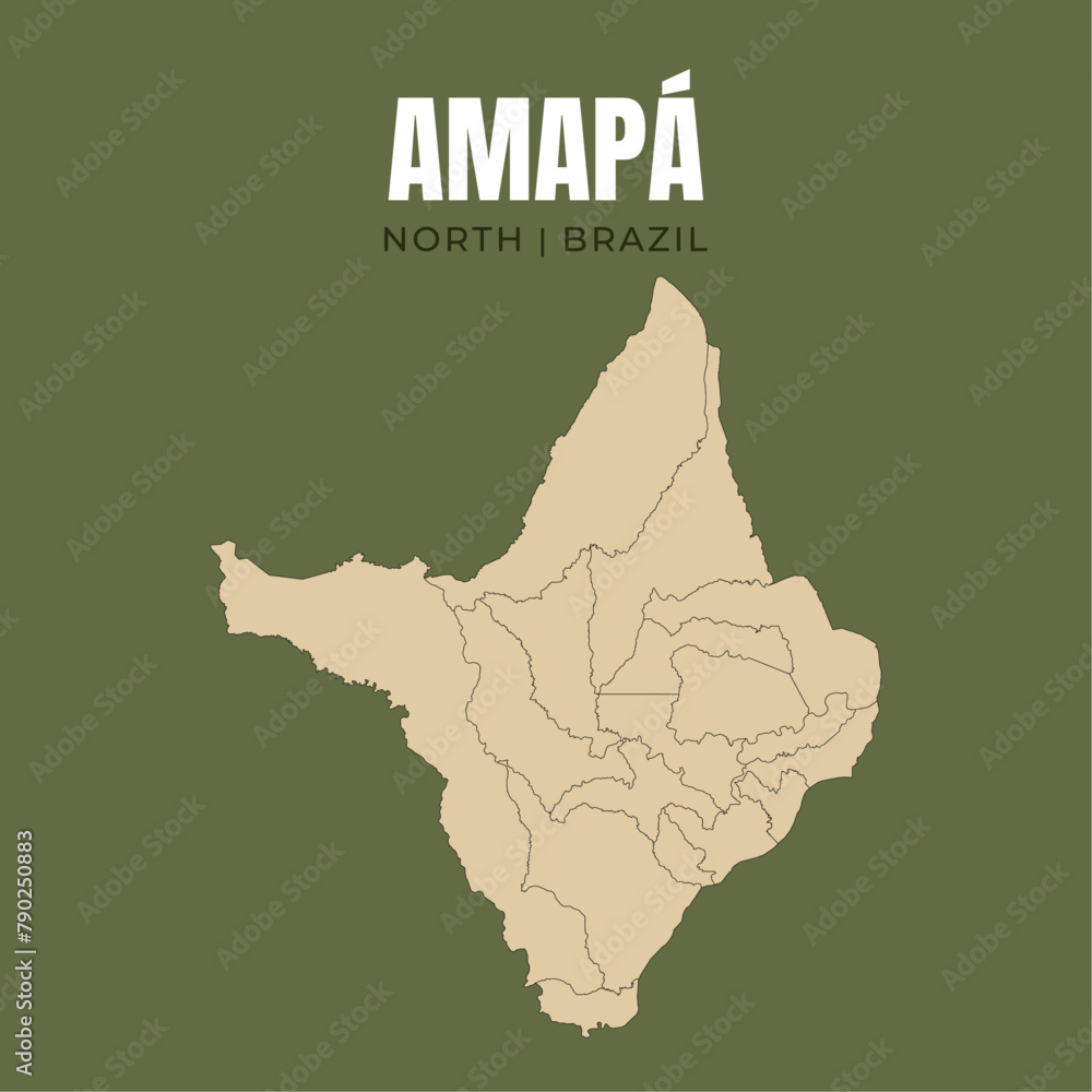 Map of Amapá, state in North Brazil Stock Vector | Adobe Stock