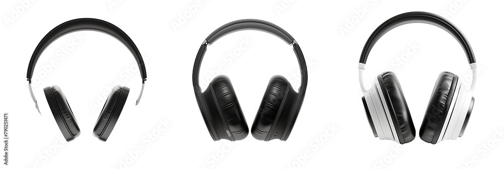 set of different views of headphones integrated with language learning ...