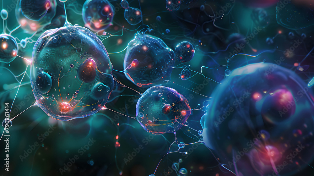 Futuristic Network of Cells and Alien Bubbles Sci-Fi Illustration Stock ...