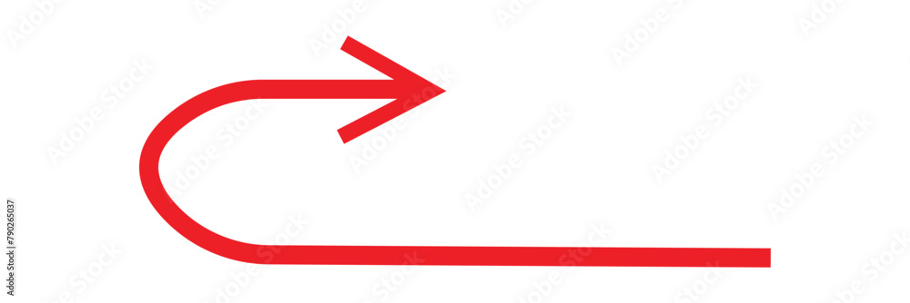 Turned arrow icon, directional arrows, U turn icon vector sign and symbol isolated on white ...