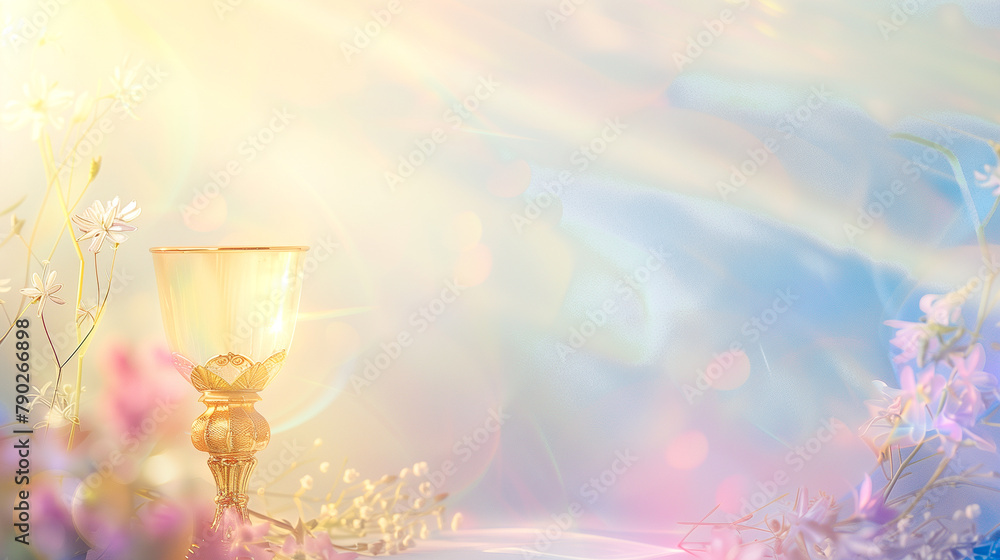 Delicate pastel background with a host and chalice motif. Religion ...