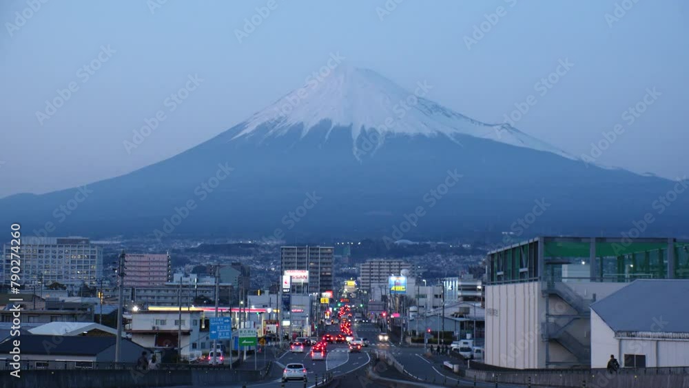 SHIZUOKA, JAPAN - MAR 2024 : View of MOUNT FUJI (FUJISAN) and cityscape ...