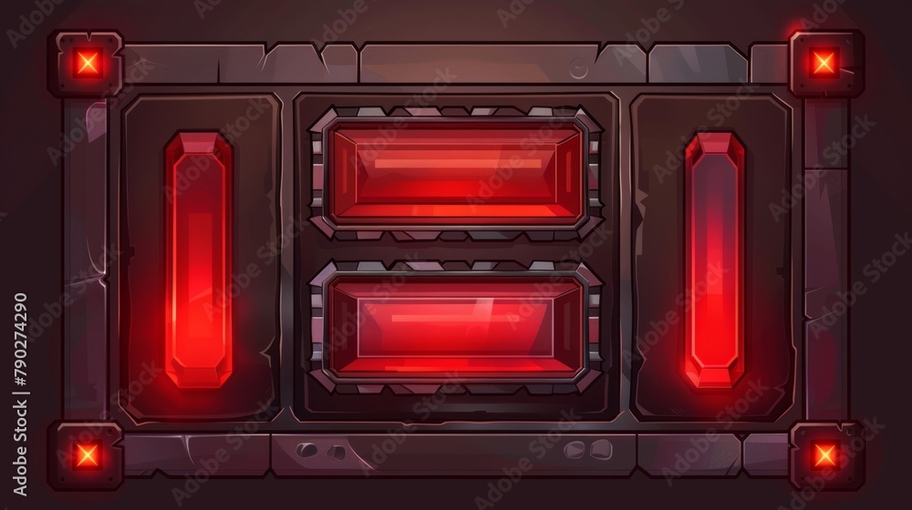 Interface elements of the game menu, settings and boards. You win and ...