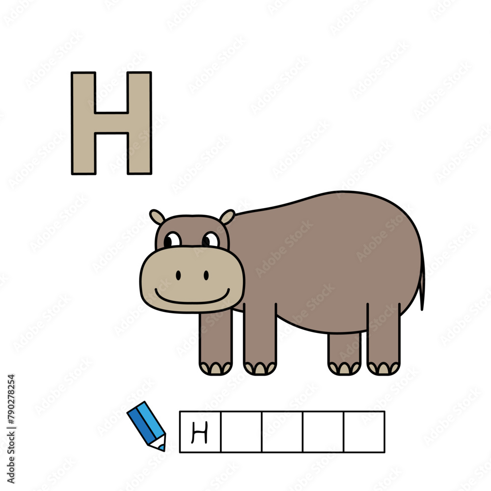 Alphabet with cute cartoon animals isolated on white background ...