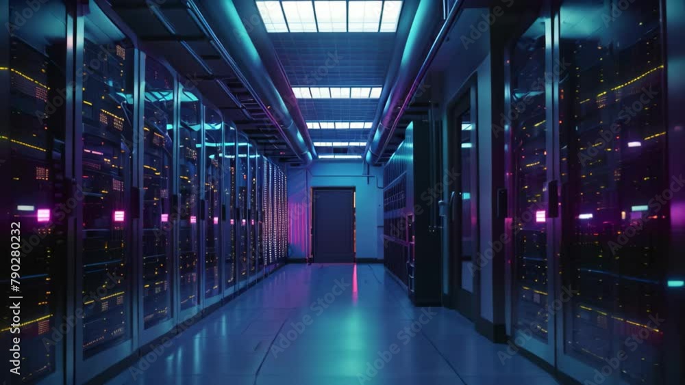 A photograph of a long hallway filled with neatly organized rows of ...