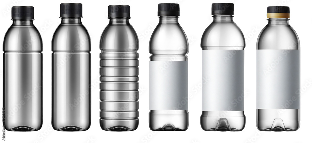 Empty Water Bottle Design Set: Packaging Template for White Labels and ...