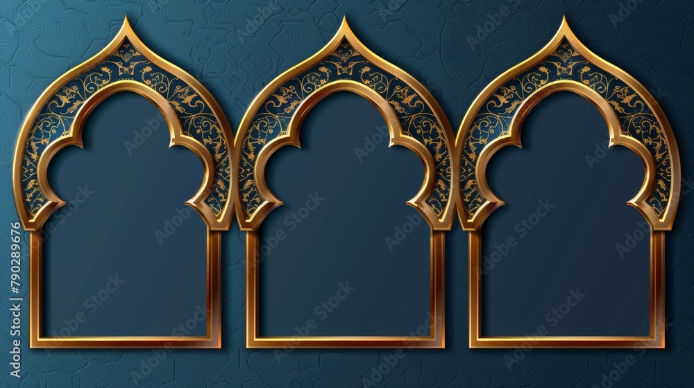 An Arab frame in the shape of a traditional window for congratulating ...
