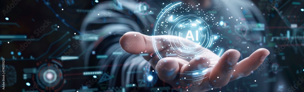 The hand holding the AI processor embodies belief that with introduction of artificial ...