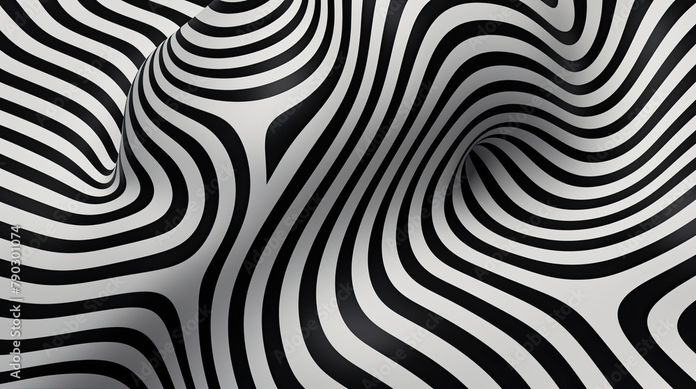 Black and white design. Pattern with optical illusion. Fabric with wavy ...