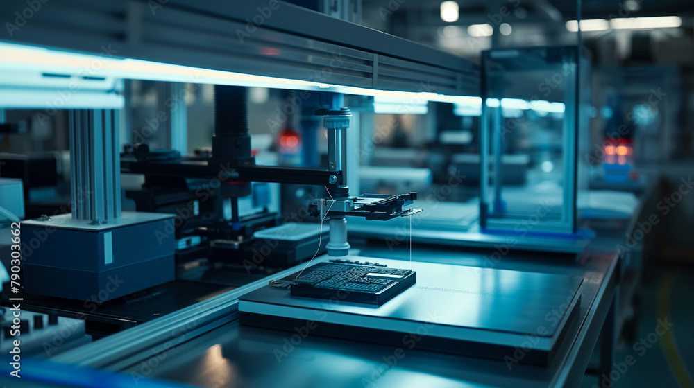 Detailed shots of AI-enabled inspection stations in a chip ...