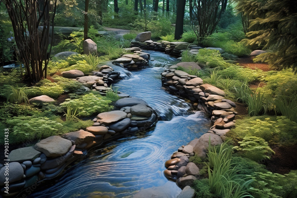 Include a meandering stream, meticulously cut to create a shimmering ...