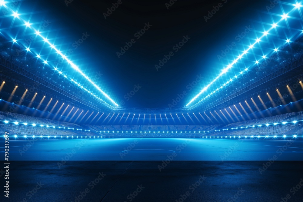 Abstract blue neon stadium background, neon blue background, background ...