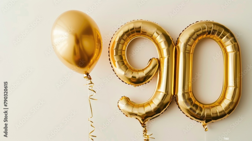 Gold balloon number 90 Birthday card with 90 inscription Anniversary ...
