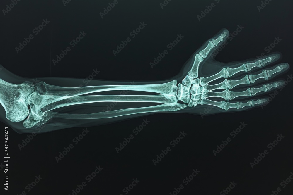 This x-ray image showcases the detailed structure and bones of a human ...