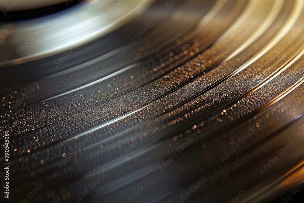 A detailed view of the turntable of a record player, showing the ...