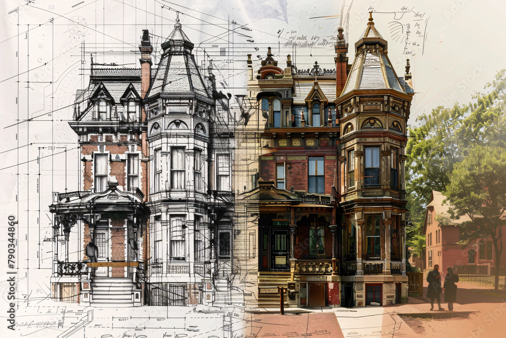 Victorian Architectural Blueprint to Reality Transition, Evolution of ...