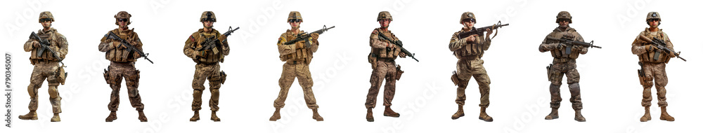 Soldiers in full combat gear with rifles cut out png on transparent ...