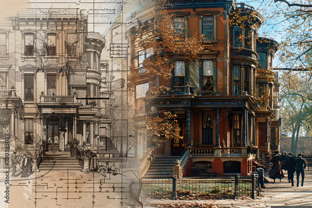 Victorian Architectural Blueprint to Reality Transition, Evolution of ...